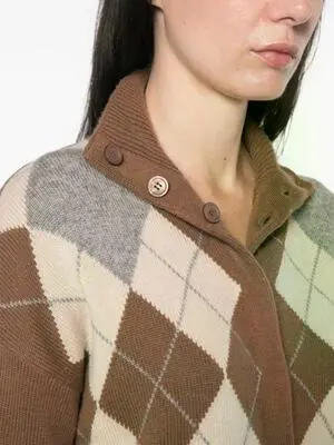 Max Mara Argyle-intarsia Button-collar Sweater - Brown