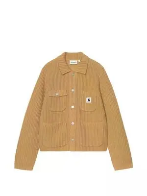 Carhartt Work In Progress Ribbed Knit Button-up Cardigan With Logo Patch - Brown