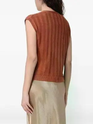 Max Mara Ribbed-knit Linen Gilet