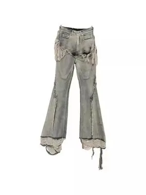 Rick Owens Fringe-trimmed Bootcut Jeans