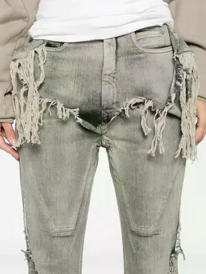 Rick Owens Fringe-trimmed Bootcut Jeans