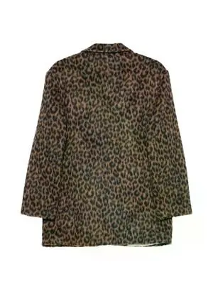 ALYSI Leopard-print Notched-lapel Coat