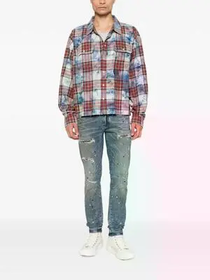 PURPLE BRAND Bleached-effect Check-pattern Shirt