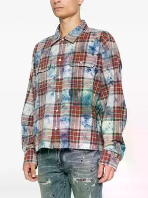 PURPLE BRAND Bleached-effect Check-pattern Shirt