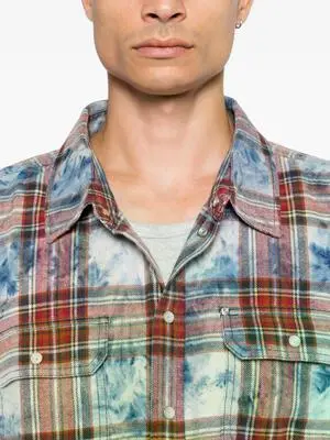 PURPLE BRAND Bleached-effect Check-pattern Shirt