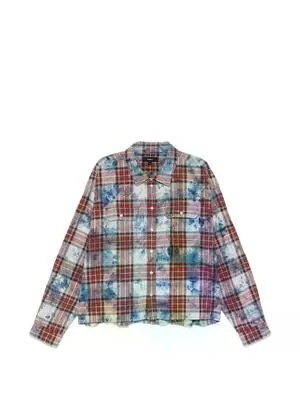 PURPLE BRAND Bleached-effect Check-pattern Shirt