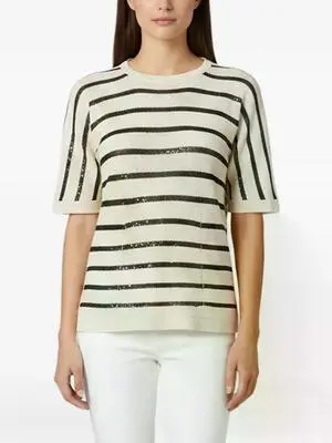 Brunello Cucinelli Sequin Striped Top