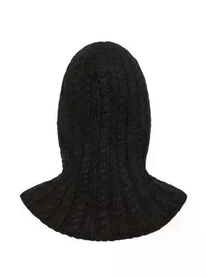 Moncler Cable Knit Balaclava With Drawstring - Black