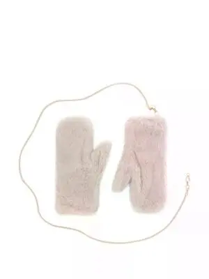 Max Mara Max Mara Brushed-Knit Gloves With Detachable Neck Strap Neutrals