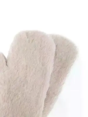 Max Mara Brushed-knit Gloves With Detachable Neck Strap - Neutrals