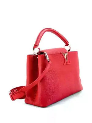 LOUIS VUITTON Capucines Leather Pm Satchel - Red