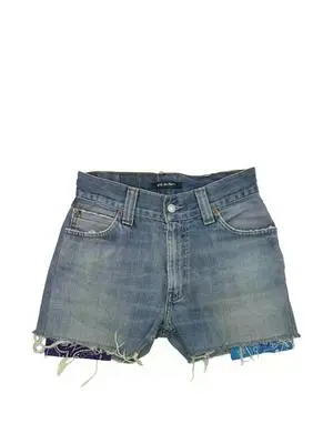 HTC LOS ANGELES Bandana-insert Frayed Denim Shorts - Blue