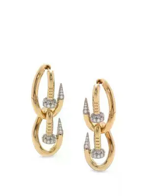 David Webb Double Bent Nail Diamond Earrings - Gold