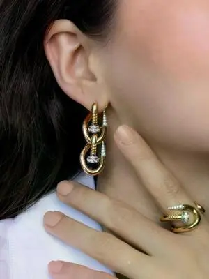 David Webb Double Bent Nail Diamond Earrings