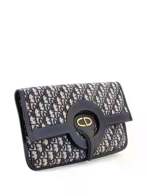 Dior Oblique Canvas Fold Over Clutch Bag
