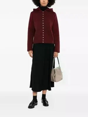 AGNES B. Burgundy Cotton Snap Hoodie - Red