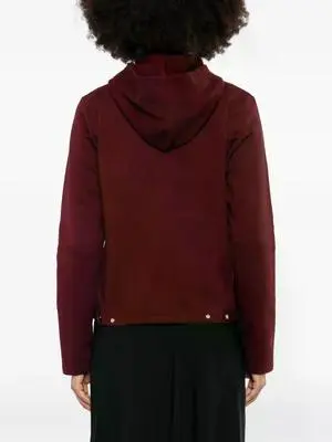 AGNES B. Burgundy Cotton Snap Hoodie