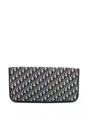 Dior Fold Over Oblique Canvas Clutch Bag