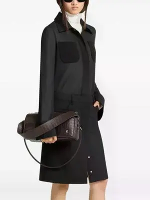COURREGES Medium Three Sixty Croc-embossed Shoulder Bag - Brown