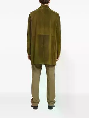 FERRAGAMO Suede Panelled Coat - Green