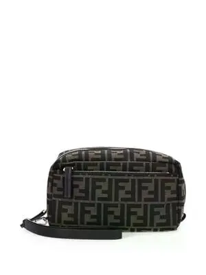 Fendi Logo-jacquard Wash Bag - Black