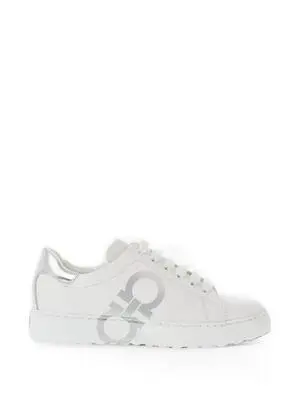 FERRAGAMO Gancini-print Leather Sneakers - White
