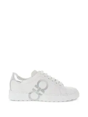 FERRAGAMO Gancini-print Leather Sneakers - White