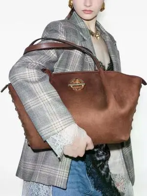 Liu Jo Suede-effect Studded Shoulder Bag - Brown