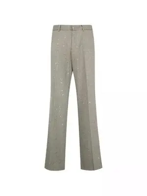 Amiri Sequin-embellished Houndstooth-pattern Trousers - Neutrals