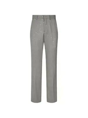Amiri Sequin-embellished Houndstooth Pattern Tailored Trousers - Neutrals