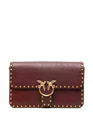 Pinko Small Love Birds Stud-embellished Shoulder Bag - Red