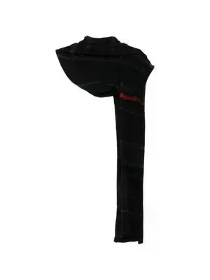 Isabel Benenato Distressed Striped Scarf - Black
