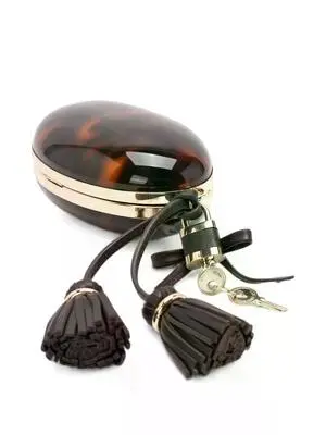 SELF-PORTRAIT Tortoiseshell Effect Clutch Bag - Brown