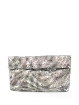 TWENTY FOURHAITCH Dunham Crystal-embellished Foldover Clutch Bag - Silver