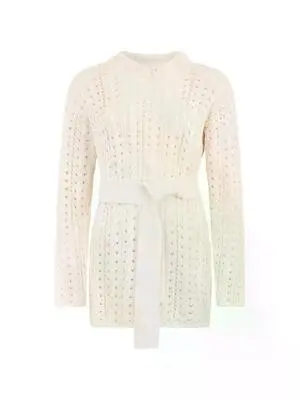 MOORER Cable-knit Belted Cardigan - Neutrals