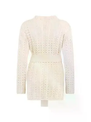 MOORER Cable-knit Belted Cardigan