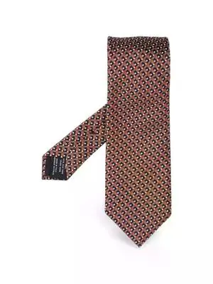 TOM FORD Geometric-pattern Silk Tie - Brown
