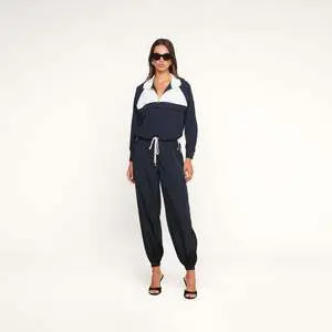 L'Agence Vex Cropped Color-blocked Windbreaker - Black/white