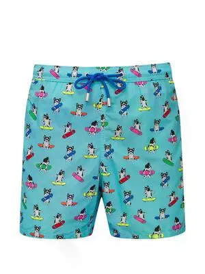 MC2 SAINT BARTH Lighting Micro Bulldog-print Swim Shorts - Blue