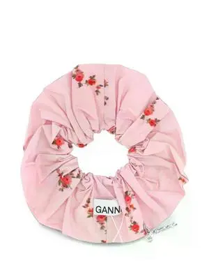 GANNI Floral-print Scrunchie - Pink