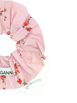 GANNI Floral Print Scrunchie - Pink