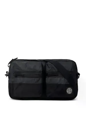 Stone Island Logo Patch Shoulder Bag - Black