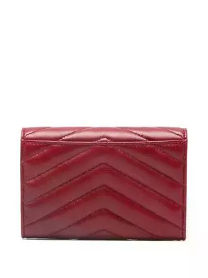 Saint Laurent Chevron Logo Wallet - Red