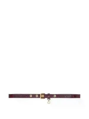Maje Slim Leather Belt With Eyelets - Red