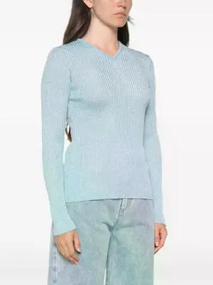 Maje Ribbed-knit V-neck Sweatshirt