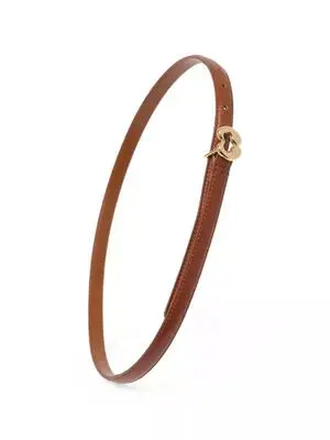 Maje Slim Smooth Leather Logo Belt - Brown