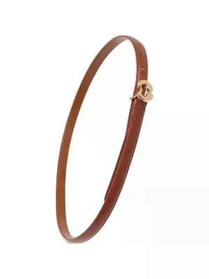 Maje Slim Leather Belt With Gold Heart Buckle - Brown