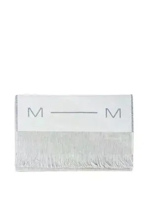 Max Mara Logo-intarsia Fringed Scarf - Grey
