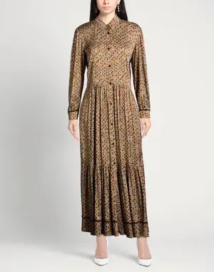 PUROTATTO Midi Dress Rust Size Viscose, Elastane