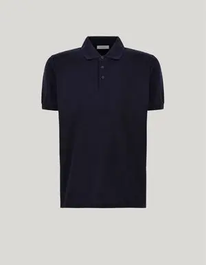 Canali Dark Navy Polo Shirt In Soft Cotton Piqu - Blue